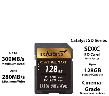 Exascend Catalyst SDXC 128GB UHS-II V90 (Read 300MB/s and Write 280MB/s)